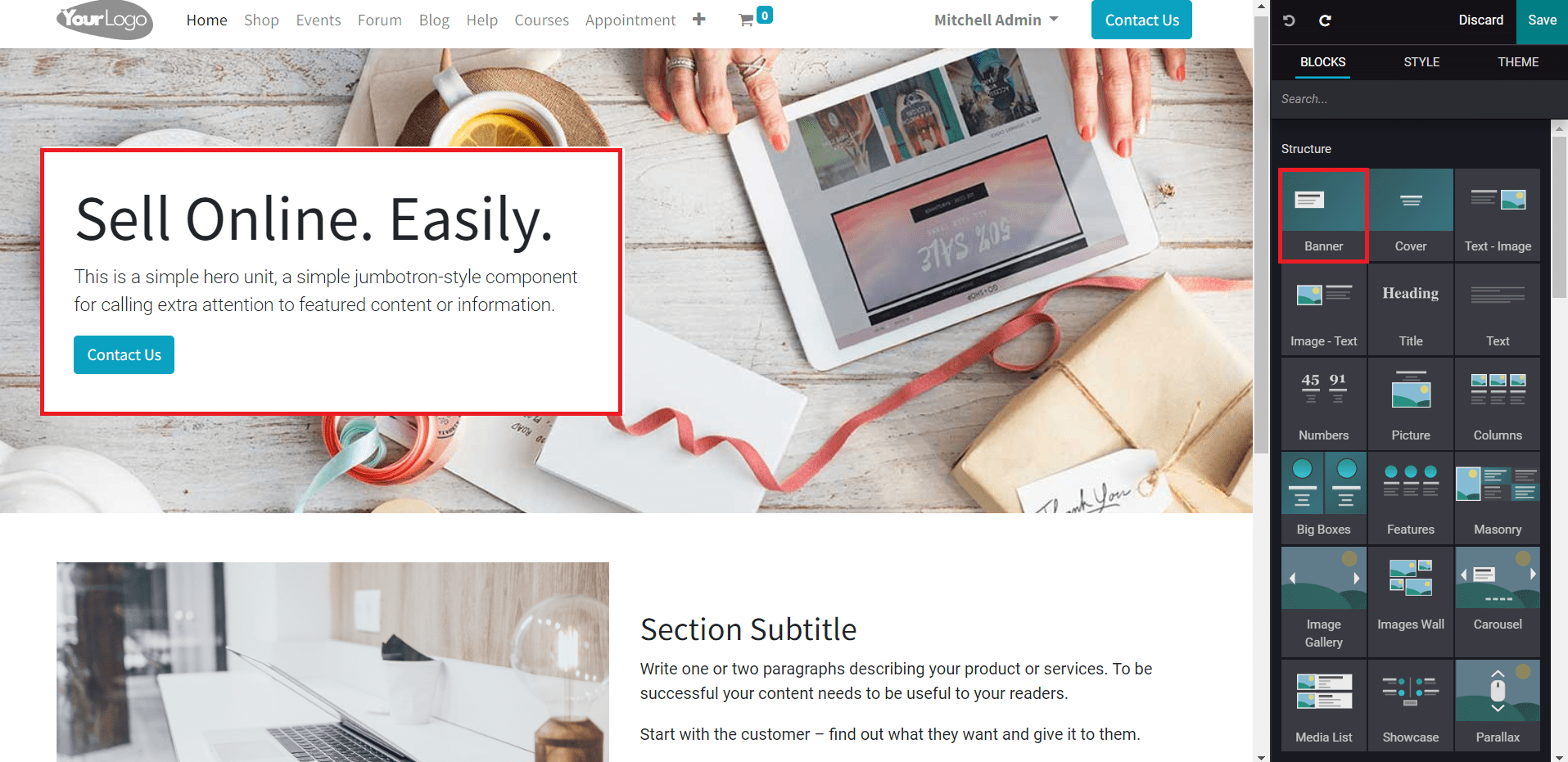 Structuur Odoo Web Builder