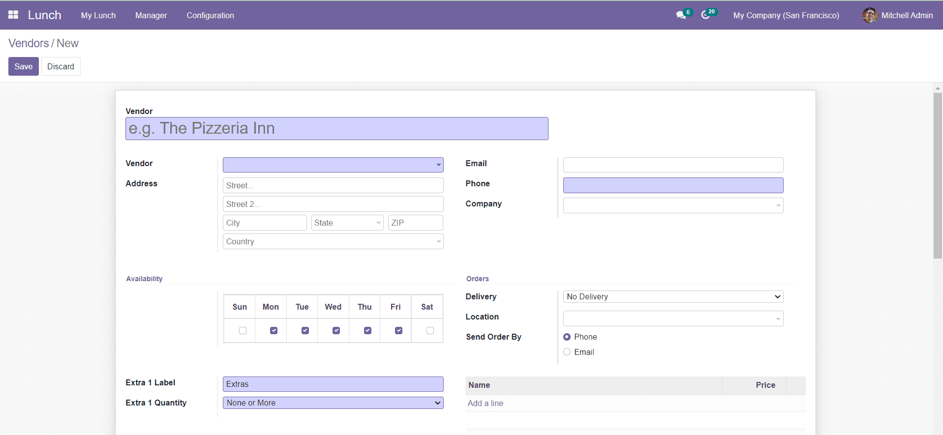 Odoo 15 Vendors Options in Lunch - Odoo v15 Community Book Odoo 15 Vendors Options in Lunch - Odoo v15 Community Book