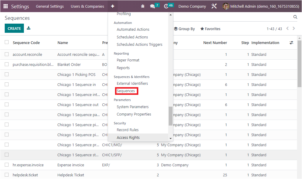 713 Sequence Number Modification Operations Admin Settings Odoo 16 Accounting Book